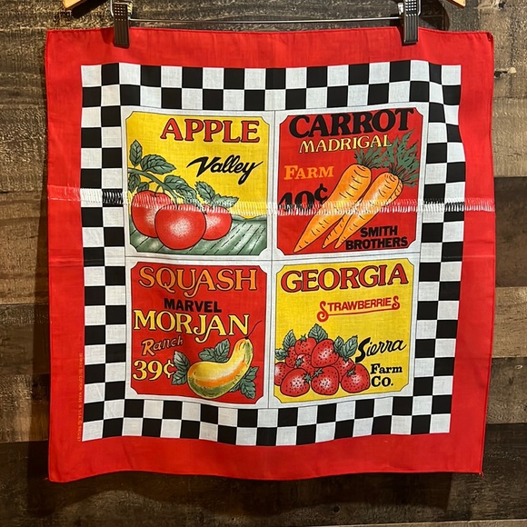 Vintage | Accessories | Vintage Farmers Market Bandana Scarf Black ...